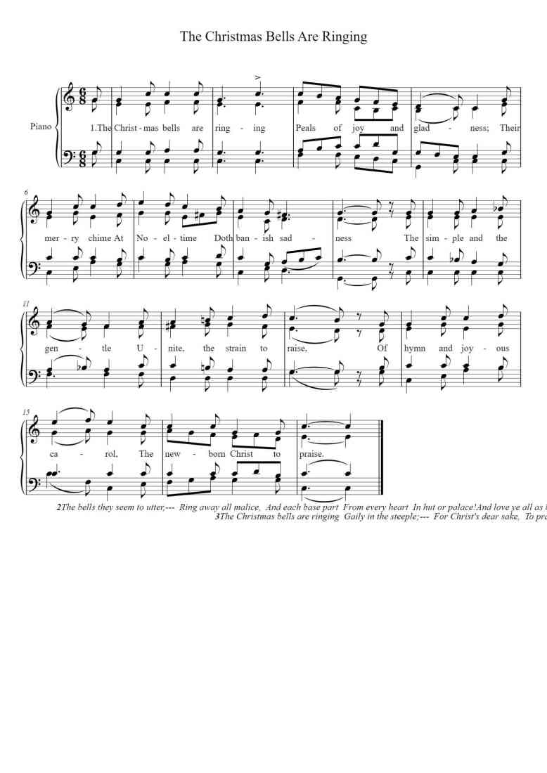 'The Christmas Bells Are Ringing' - Piano Sheet Music By Flemish ...