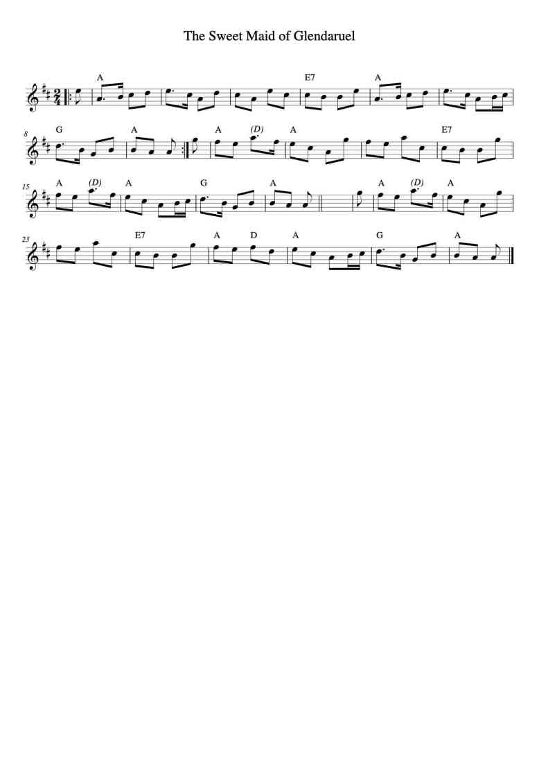 'The Sweet Maid of Glendaruel' - Piano Sheet Music By xxx | TOPiano