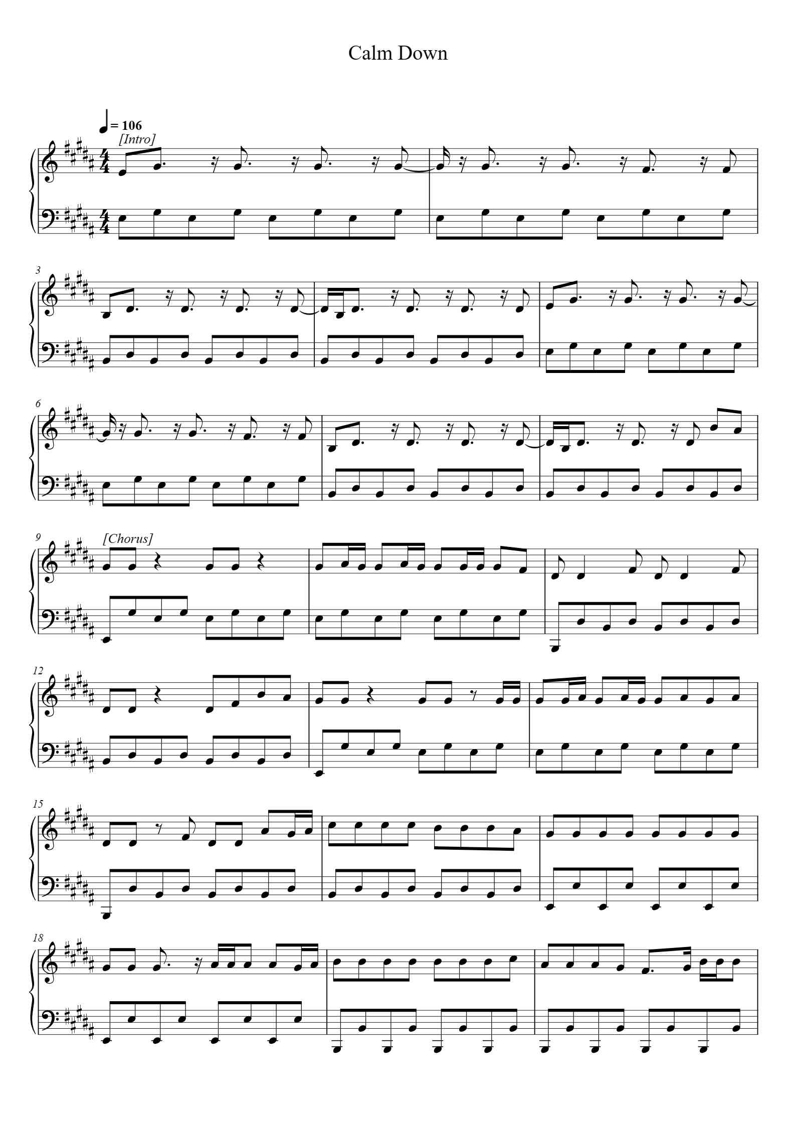 'Calm Down' - Piano Sheet Music By Rema | TOPiano