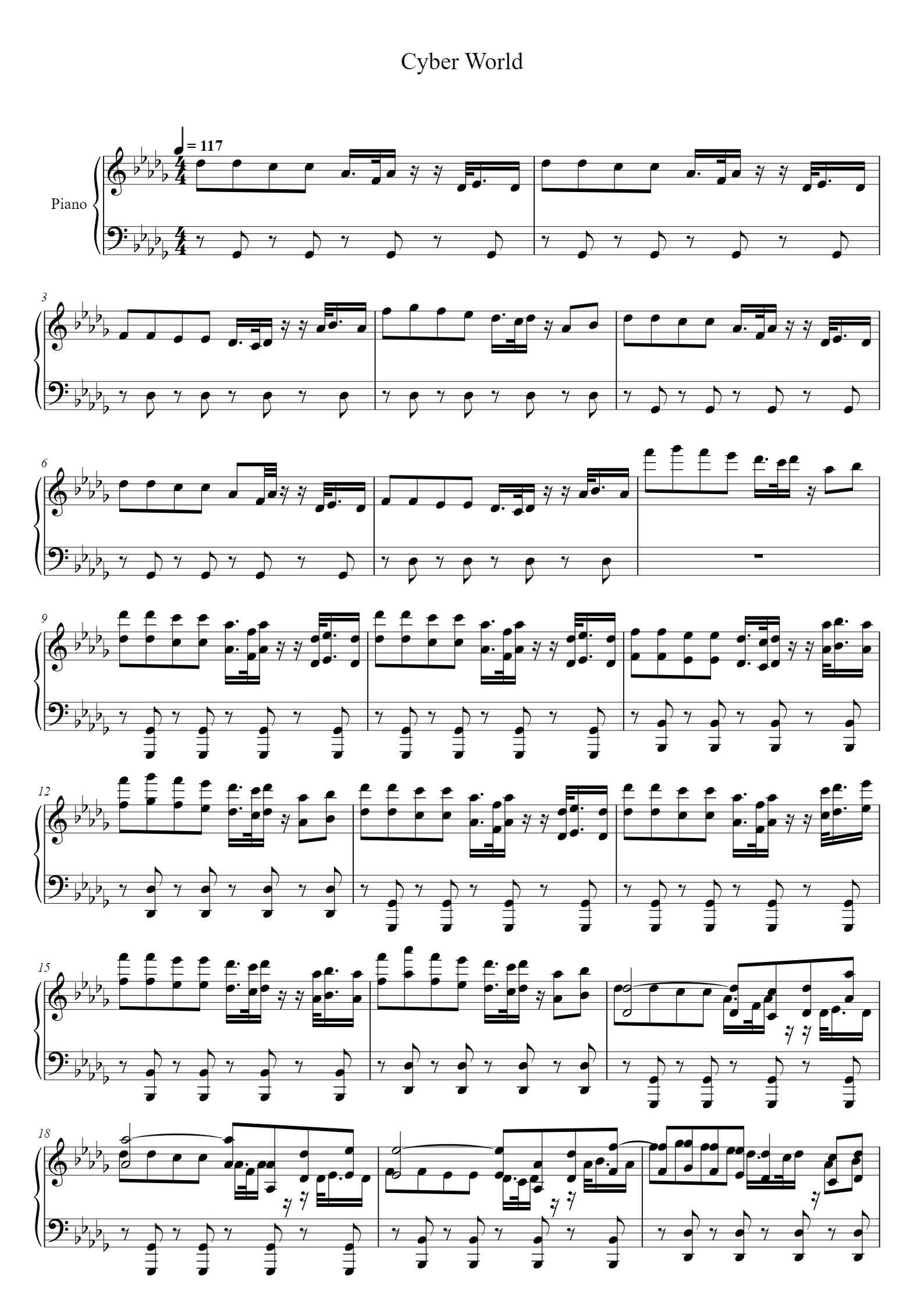 'Cyber World' - Piano Sheet Music By Drewlot | TOPiano