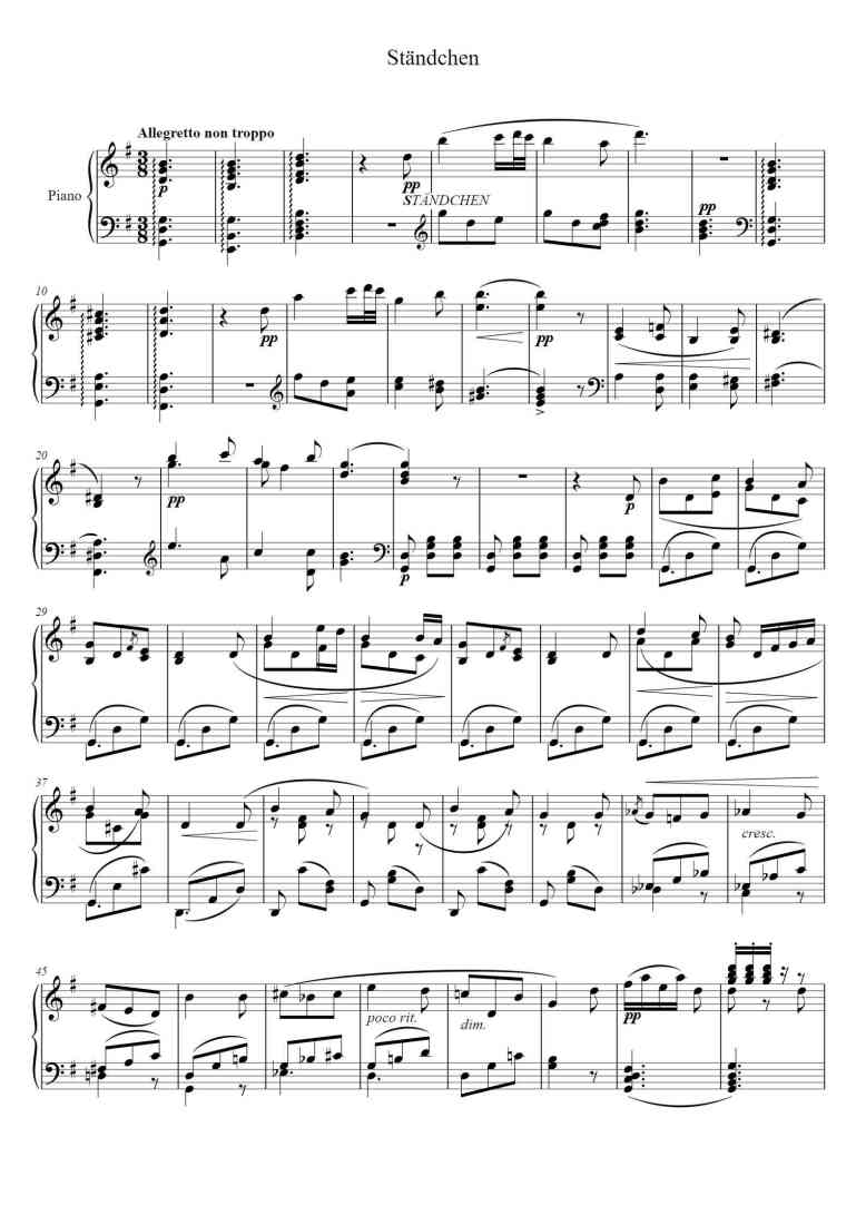 'Ständchen' - Piano Sheet Music By Josef Strauss | TOPiano