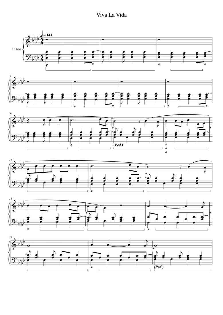 'Viva la vida - 酷玩乐队' - Beginner Piano Sheet Music by Christopher ...