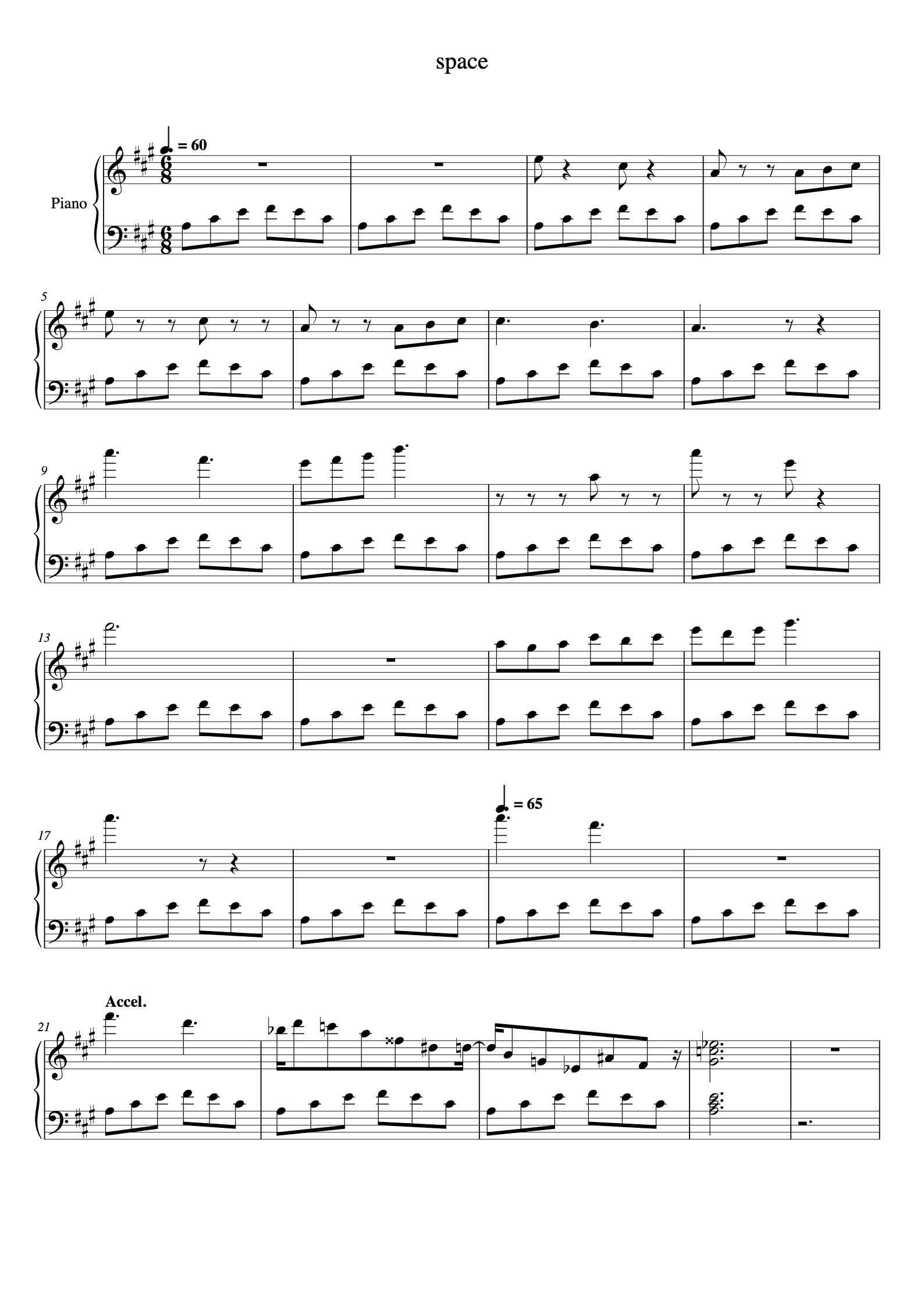 'space' - Piano Sheet Music By xxx | TOPiano