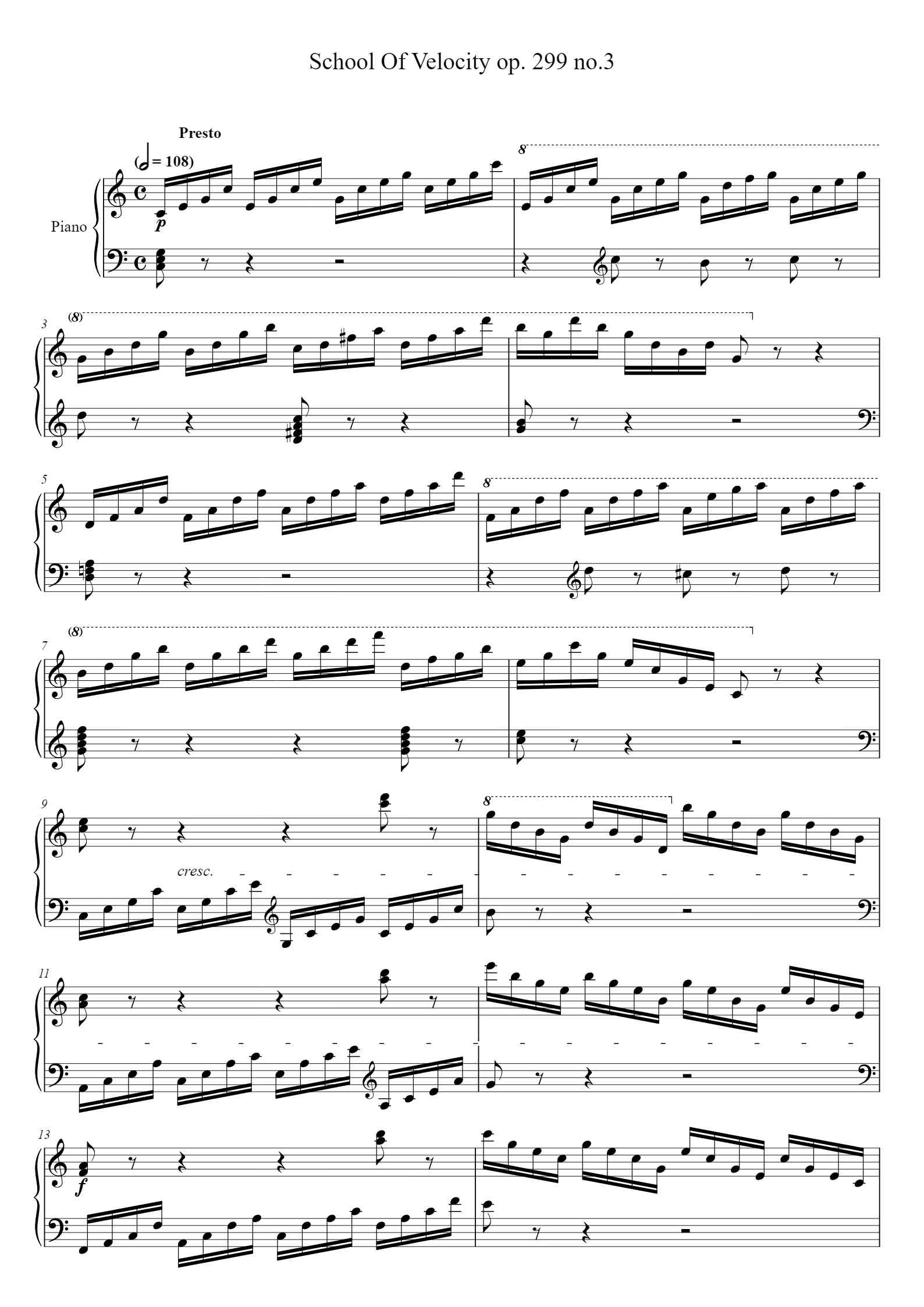 'School of Velocity, Op. 299: No. 3 in C Major' - Piano Sheet Music By ...