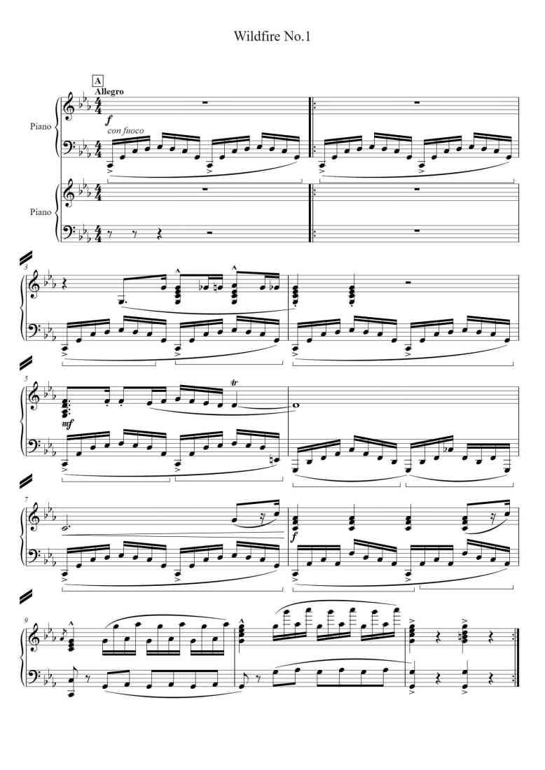 'Wildfire No.1' - Piano Sheet Music By Drawdy Studios | TOPiano