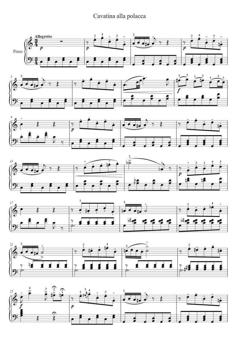 'Cavatina alla polacca' - Piano Sheet Music By Gaetano Donizetti | TOPiano