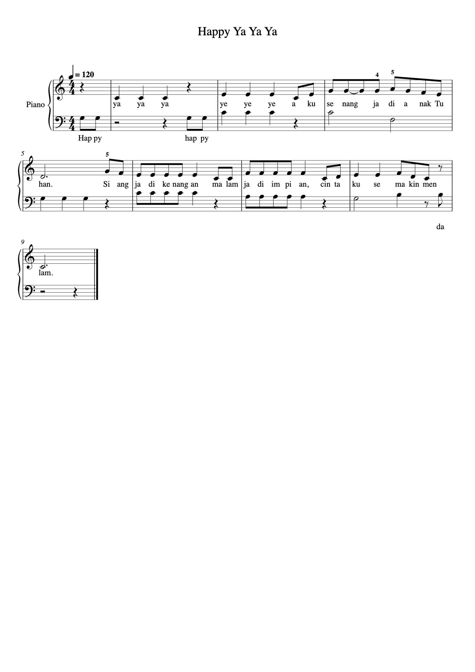 'Happy Ya Ya Ya' - Piano Sheet Music By xxx | TOPiano