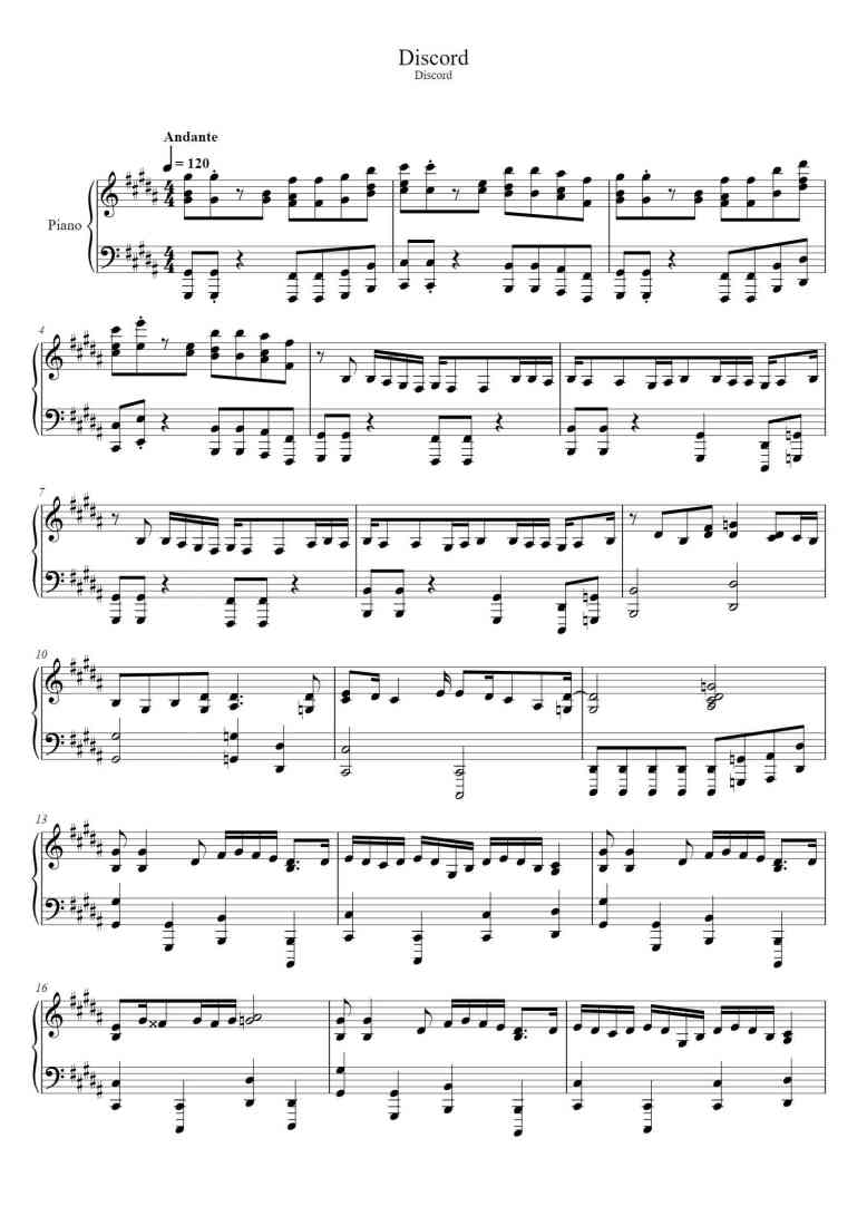 'Discord' - Piano Sheet Music By xxx | TOPiano