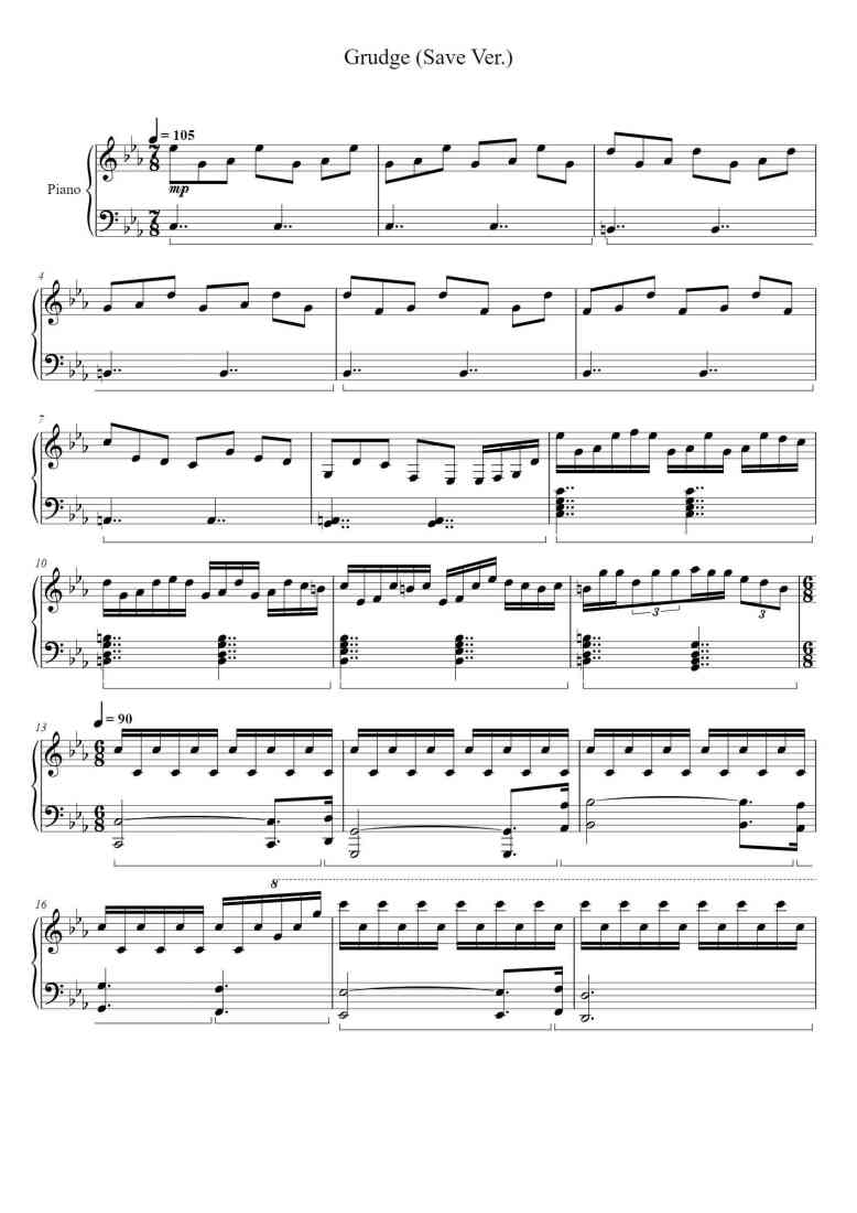 'Grudge (Save Ver.)' - Piano Sheet Music By Midhead Thodoreses | TOPiano