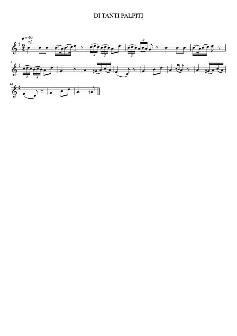 'Di tanti palpiti, CJF.046' - Piano Sheet Music By Rossini | TOPiano