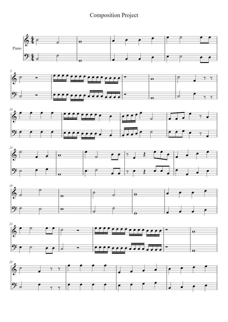 'Composition Project' - Piano Sheet Music By Sarah West | TOPiano