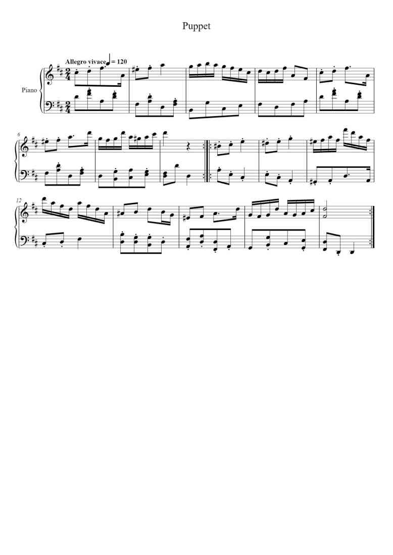 'Puppet' - Piano Sheet Music By Composer | TOPiano