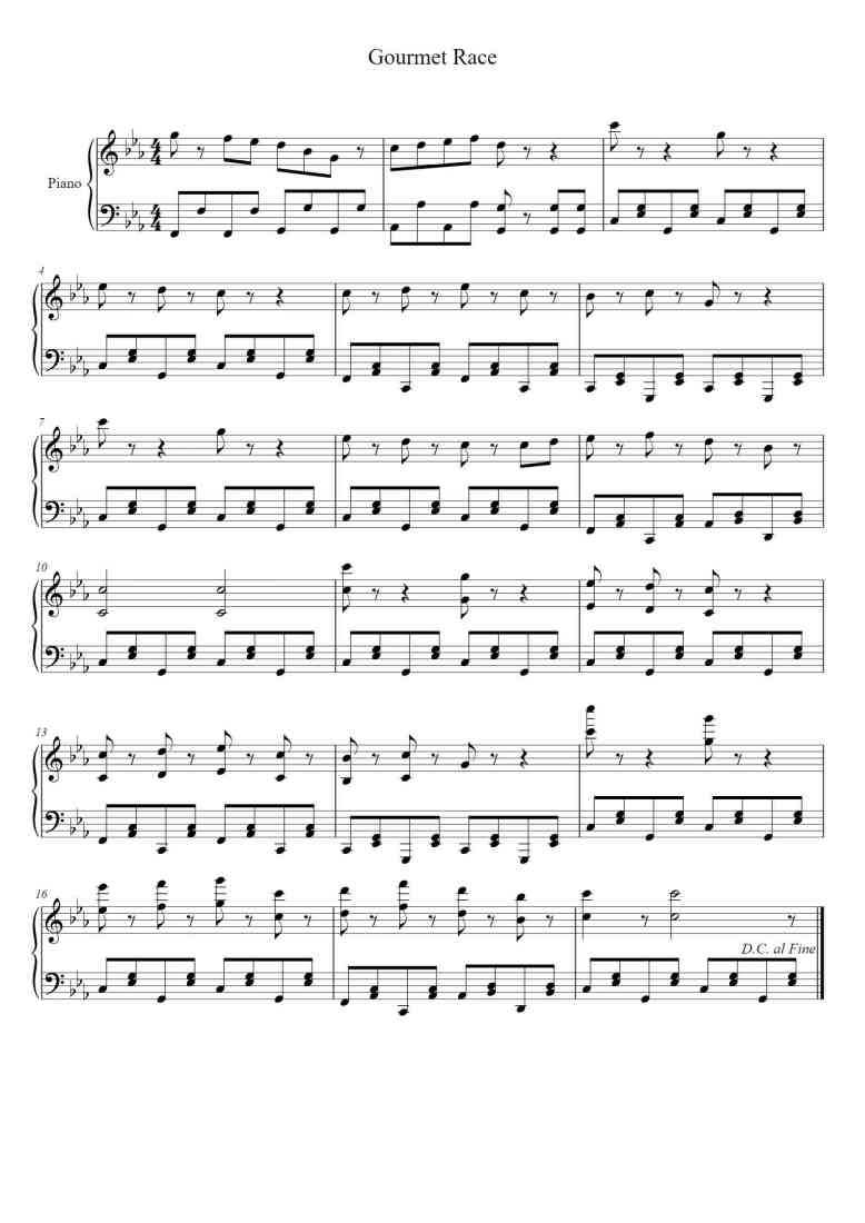 'Kirby Super Star Ultra - Gourmet Race' - Piano Sheet Music By Jun ...