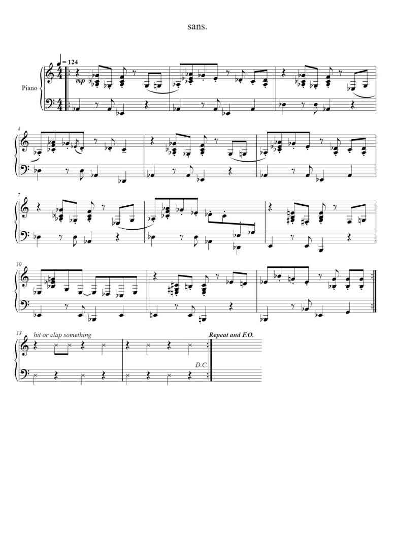 'sans. (UNDERTALE Complete Piano Sheet Music)' - Piano Sheet Music By Composed by TOBY FOX ...