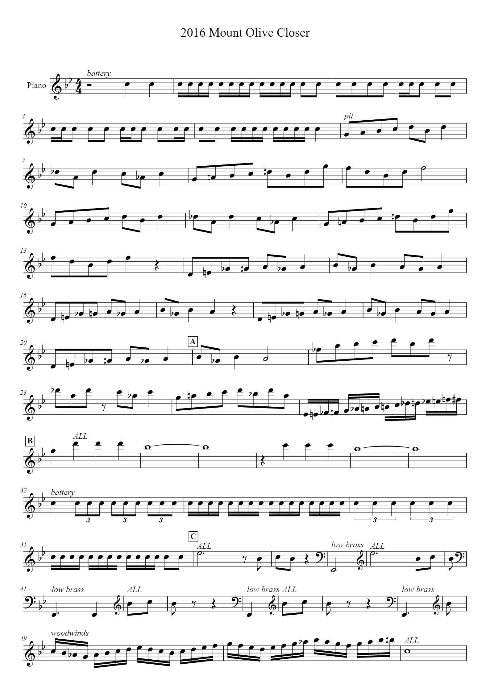 '2016 Mount Olive Closer' - Piano Sheet Music By xxx | TOPiano