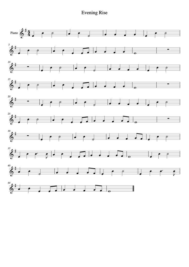 'Evening Rise' - Piano Sheet Music By Indian Folk song | TOPiano