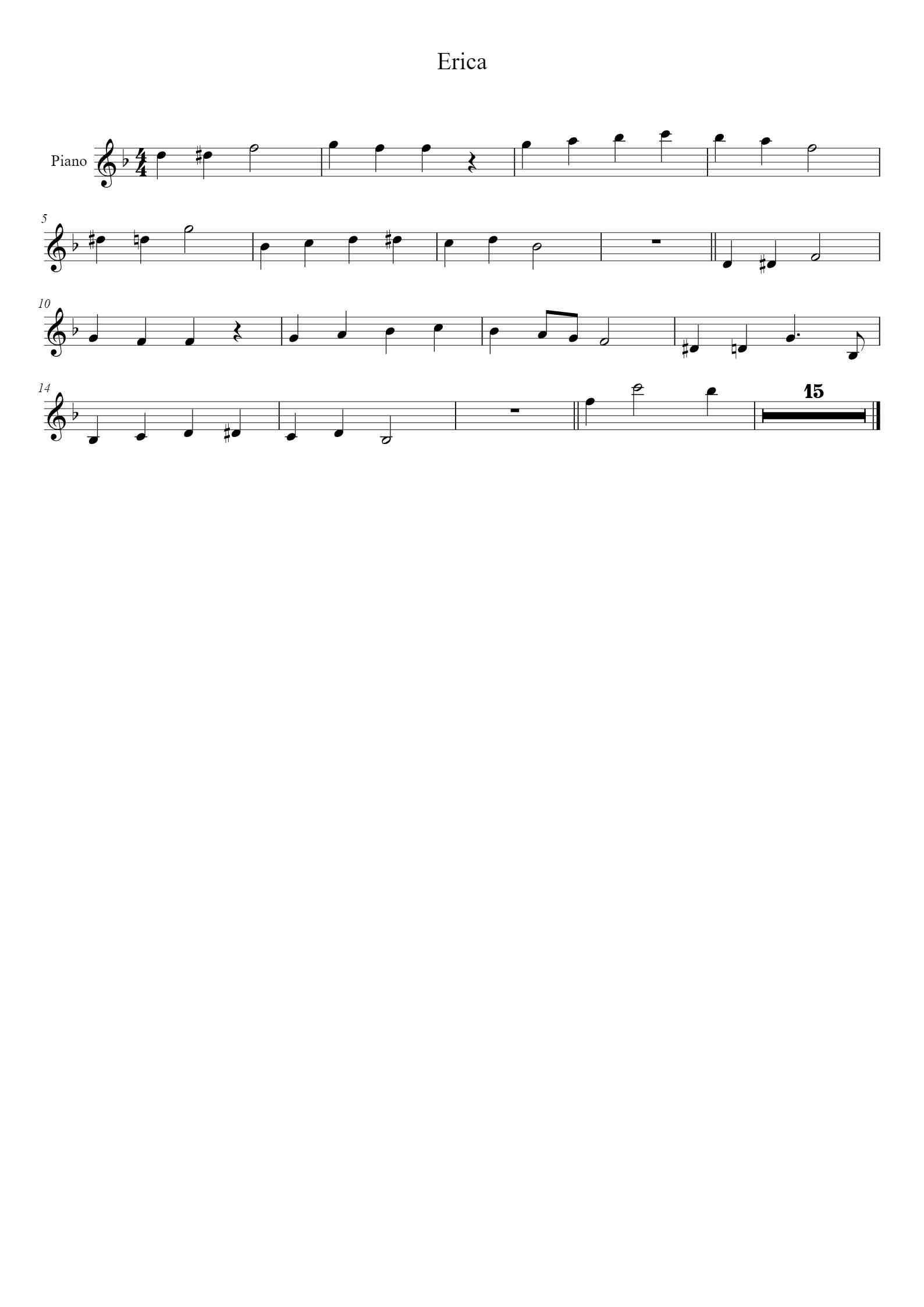 'Erica' - Piano Sheet Music By ?? | TOPiano
