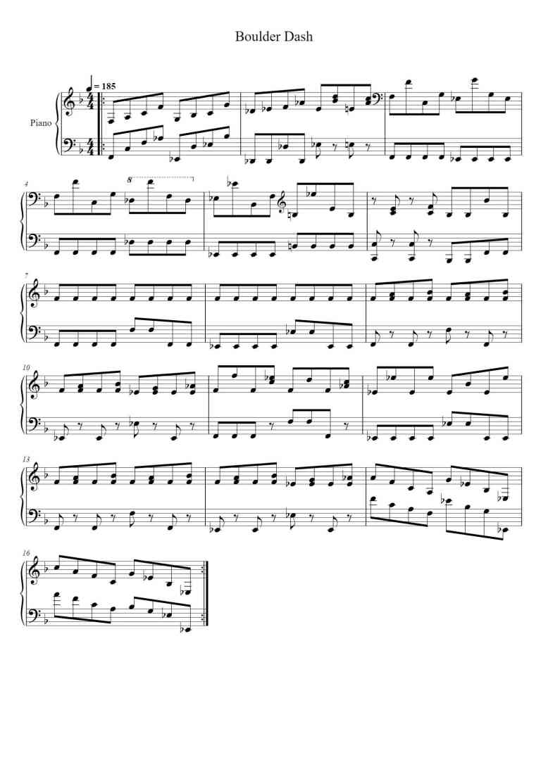 'Boulder Dash' - Piano Sheet Music By Peter Liepa | TOPiano