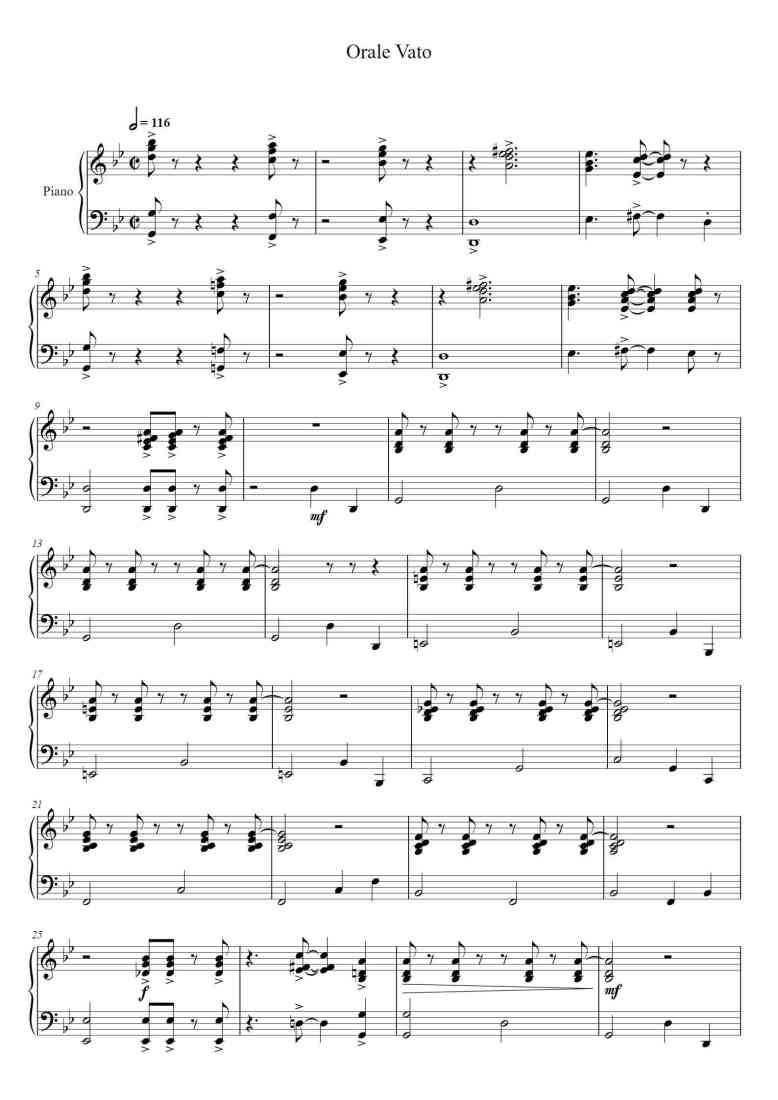 'Orale Vato' - Piano Sheet Music By Andy Scott | TOPiano