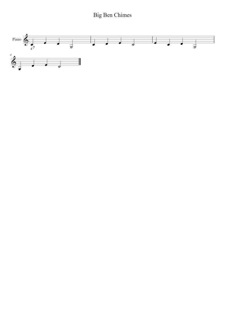 'Big Ben Chimes' - Piano Sheet Music By Composer | TOPiano
