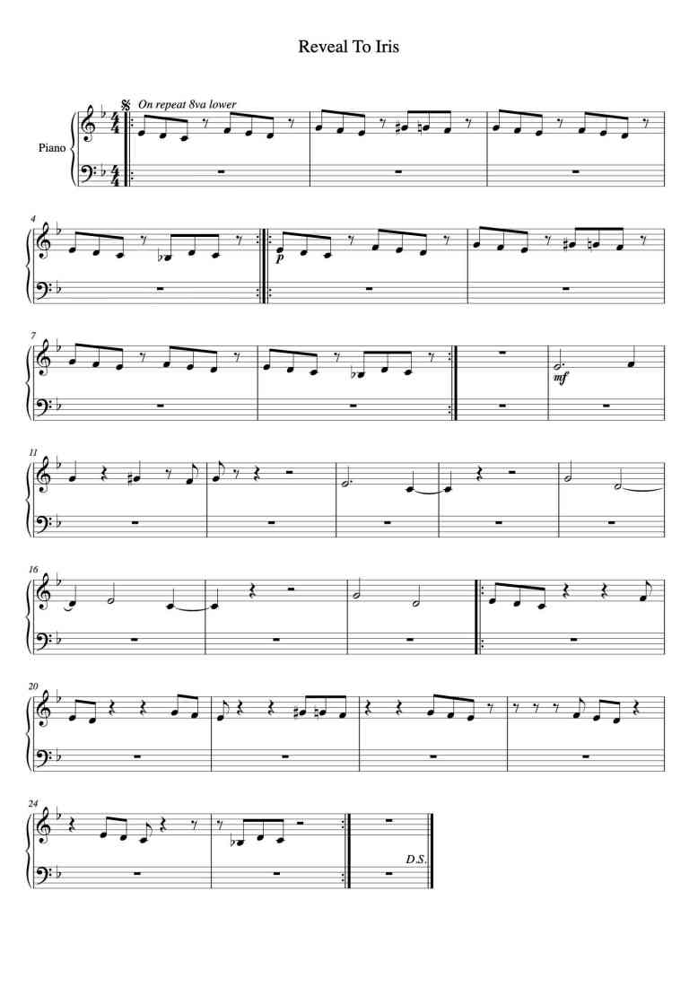 'Reveal To Iris' - Piano Sheet Music By Blake Neely | TOPiano