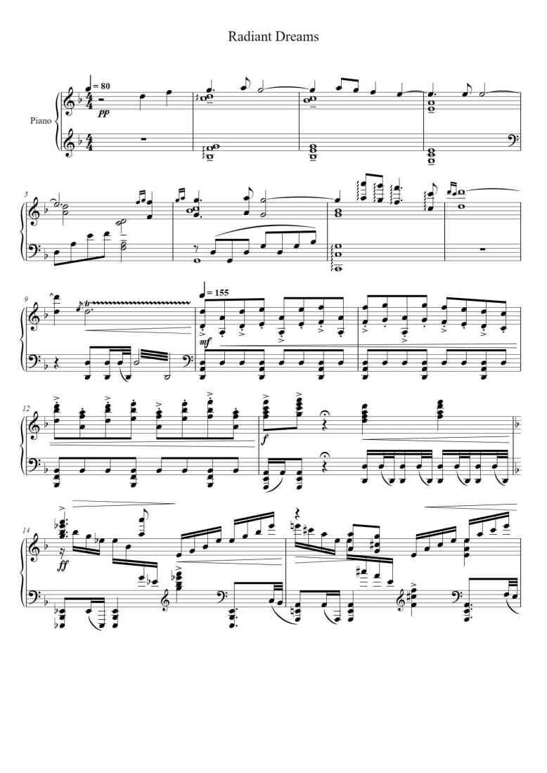 'Radiant Dreams' - Piano Sheet Music By Original By Yu-Peng Chen ...