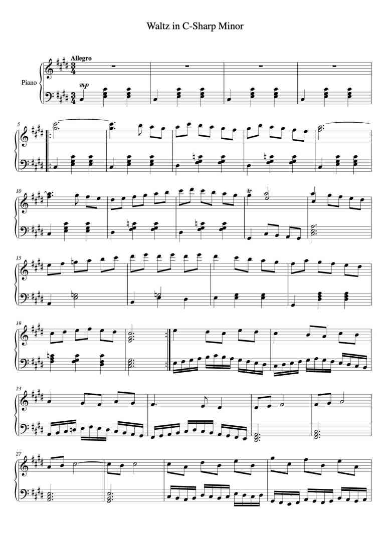 'Waltz in C-Sharp Minor, Op. 64, No. 2' - Piano Sheet Music By Alexei Greene | TOPiano