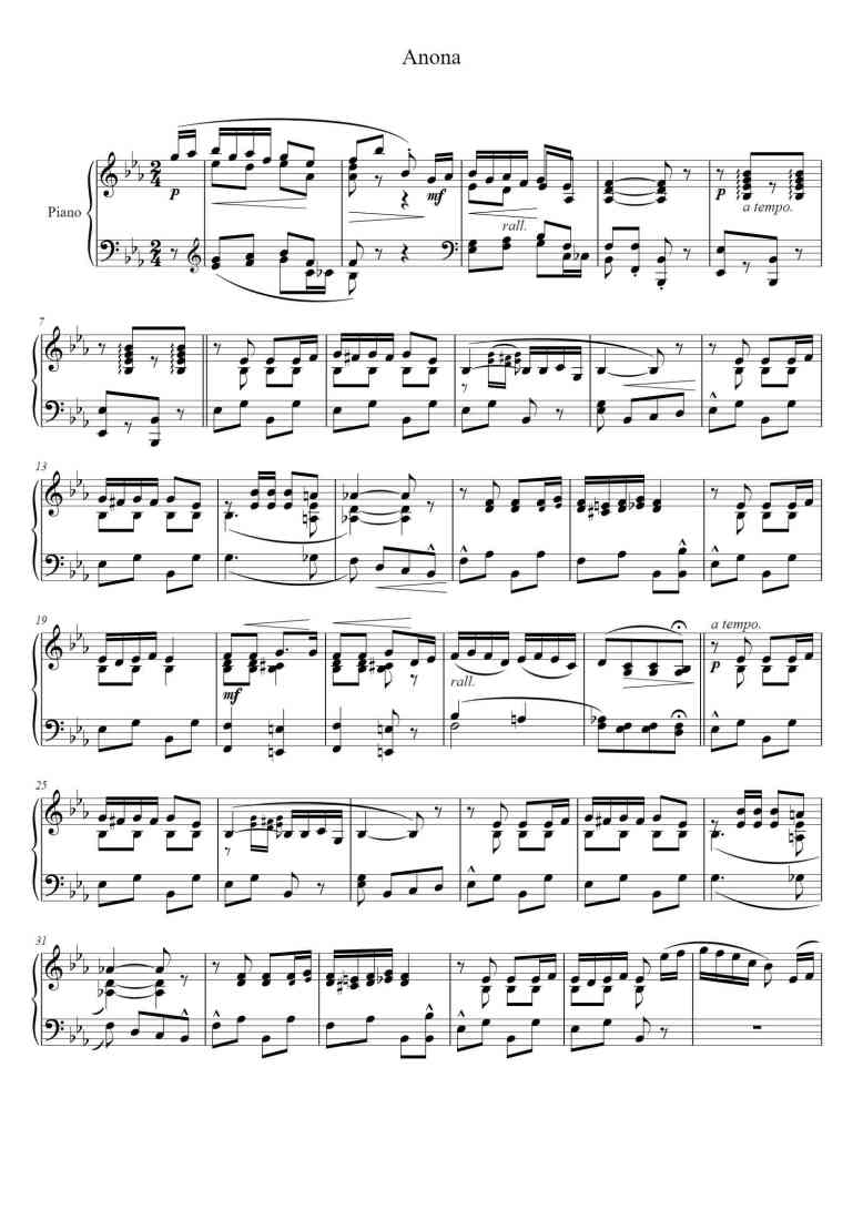 'Anona' - Piano Sheet Music By VIVIAN GREY (1903) (Miss Mabel McKinley ...