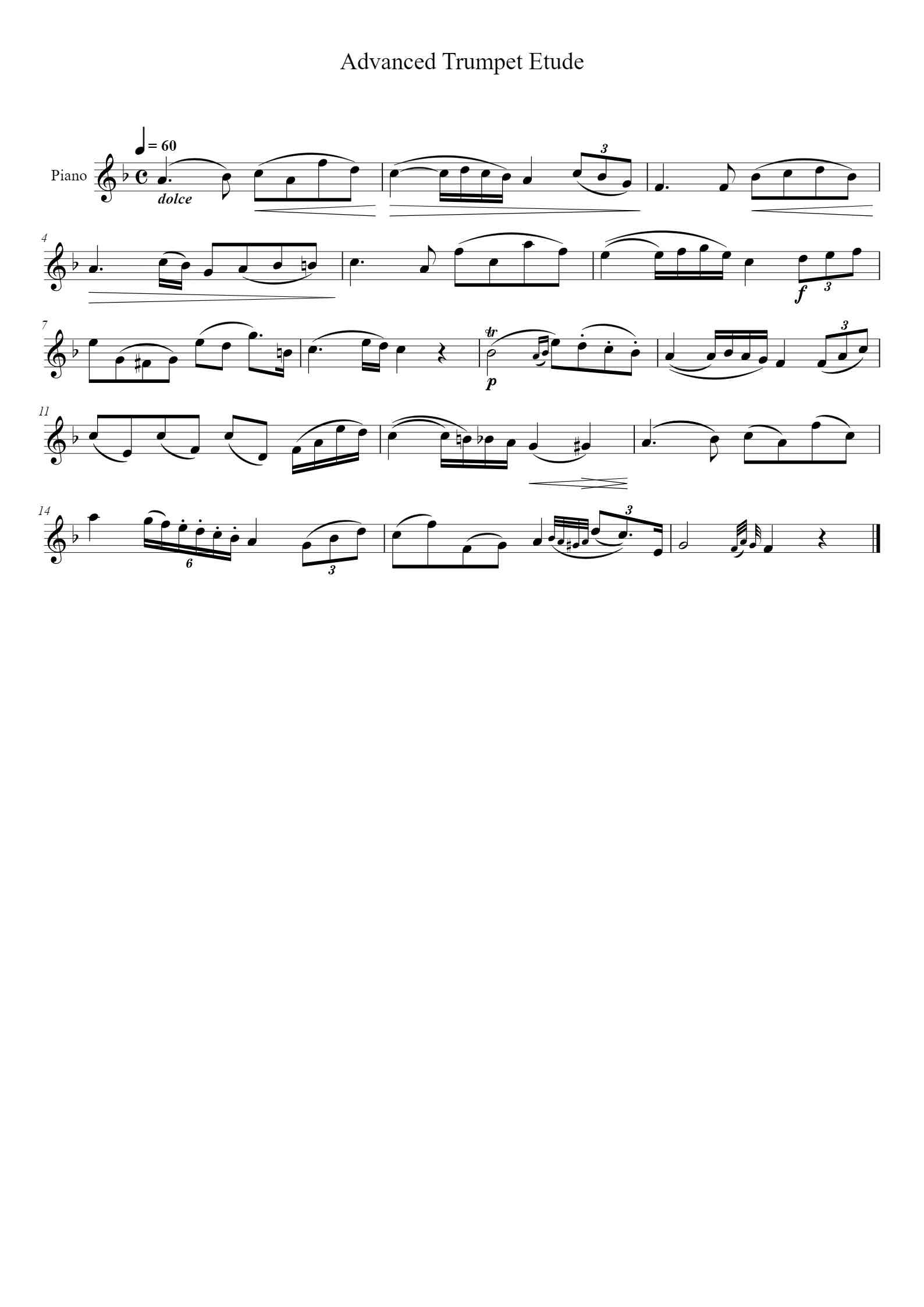 'Advanced Trumpet Etude' - Piano Sheet Music By xxx | TOPiano