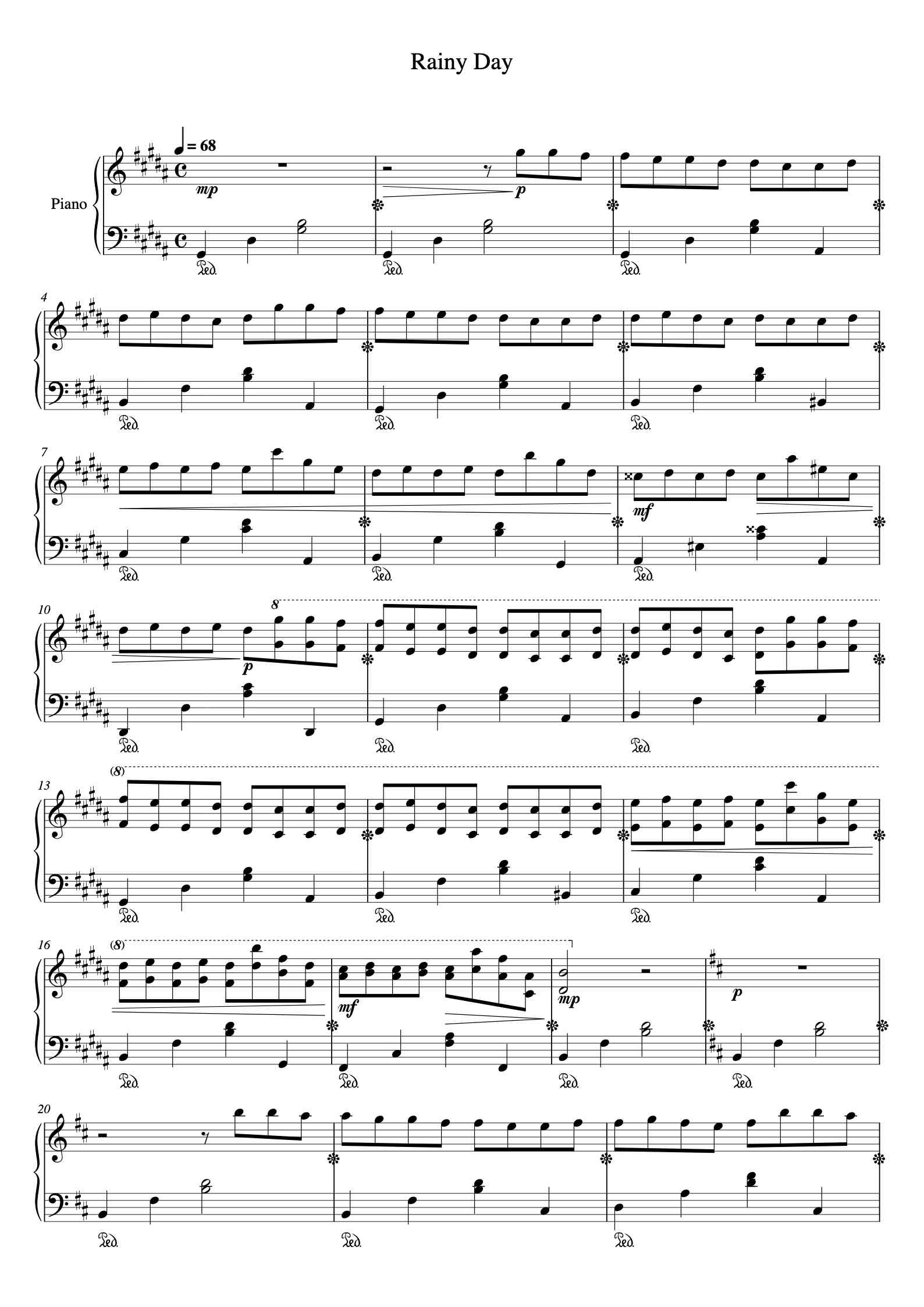 'Rainy Day' - Piano Sheet Music By Bartosz Michał Popiela | TOPiano