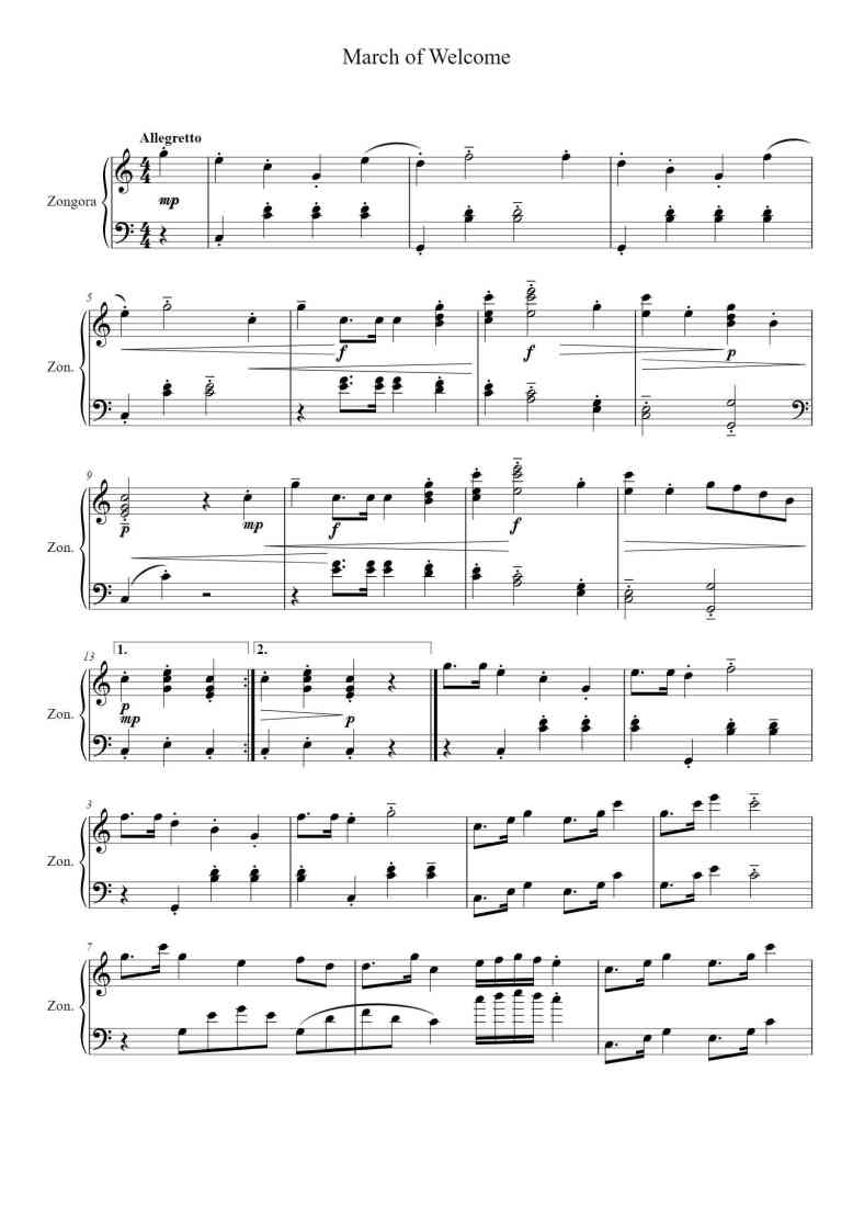 'March of Welcome' - Piano Sheet Music By xxx | TOPiano
