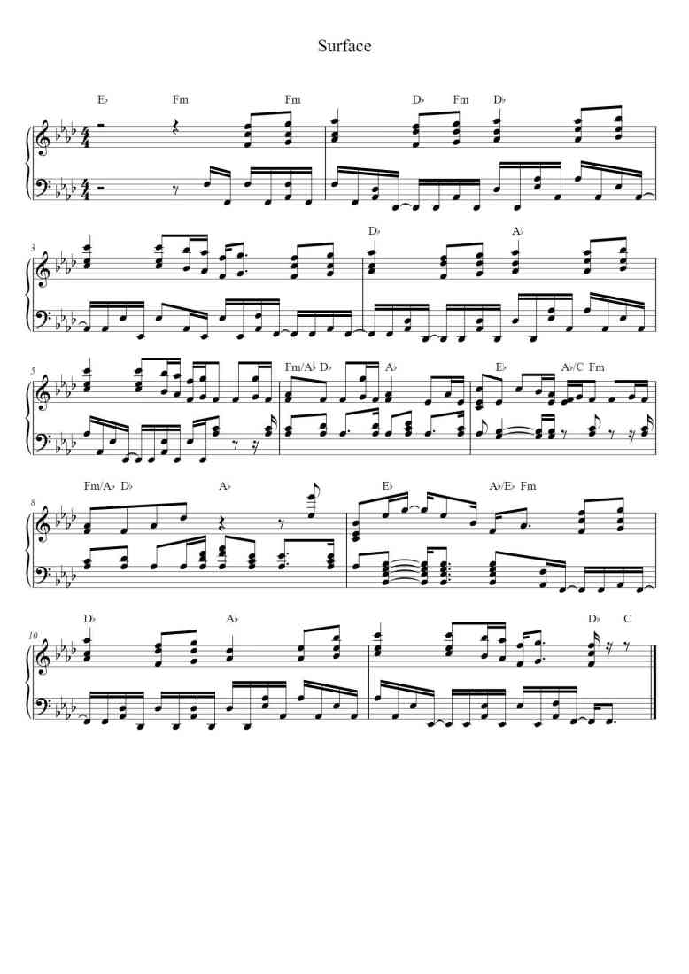 'Surface' - Piano Sheet Music By Dimrain47 | TOPiano