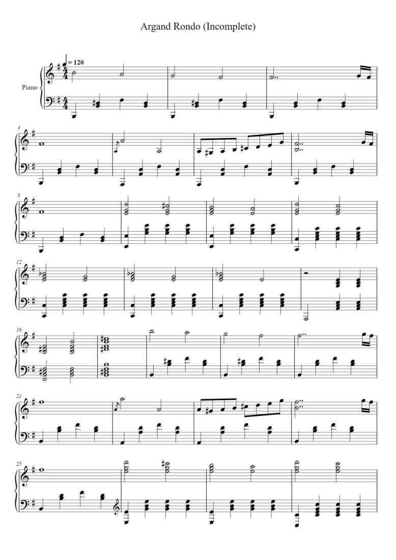 'Argand Rondo (Incomplete)' - Piano Sheet Music By Arron Willis/Jean ...