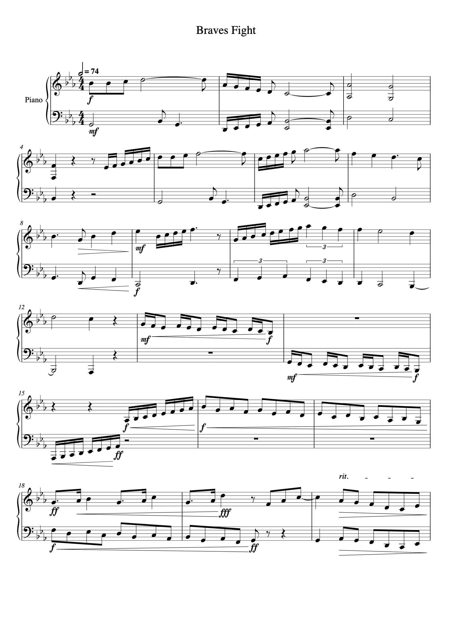 'Braves Fight' - Piano Sheet Music By N.L Music | TOPiano