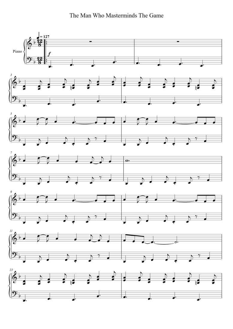 'The Man Who Masterminds The Game' - Piano Sheet Music By Composed by ...