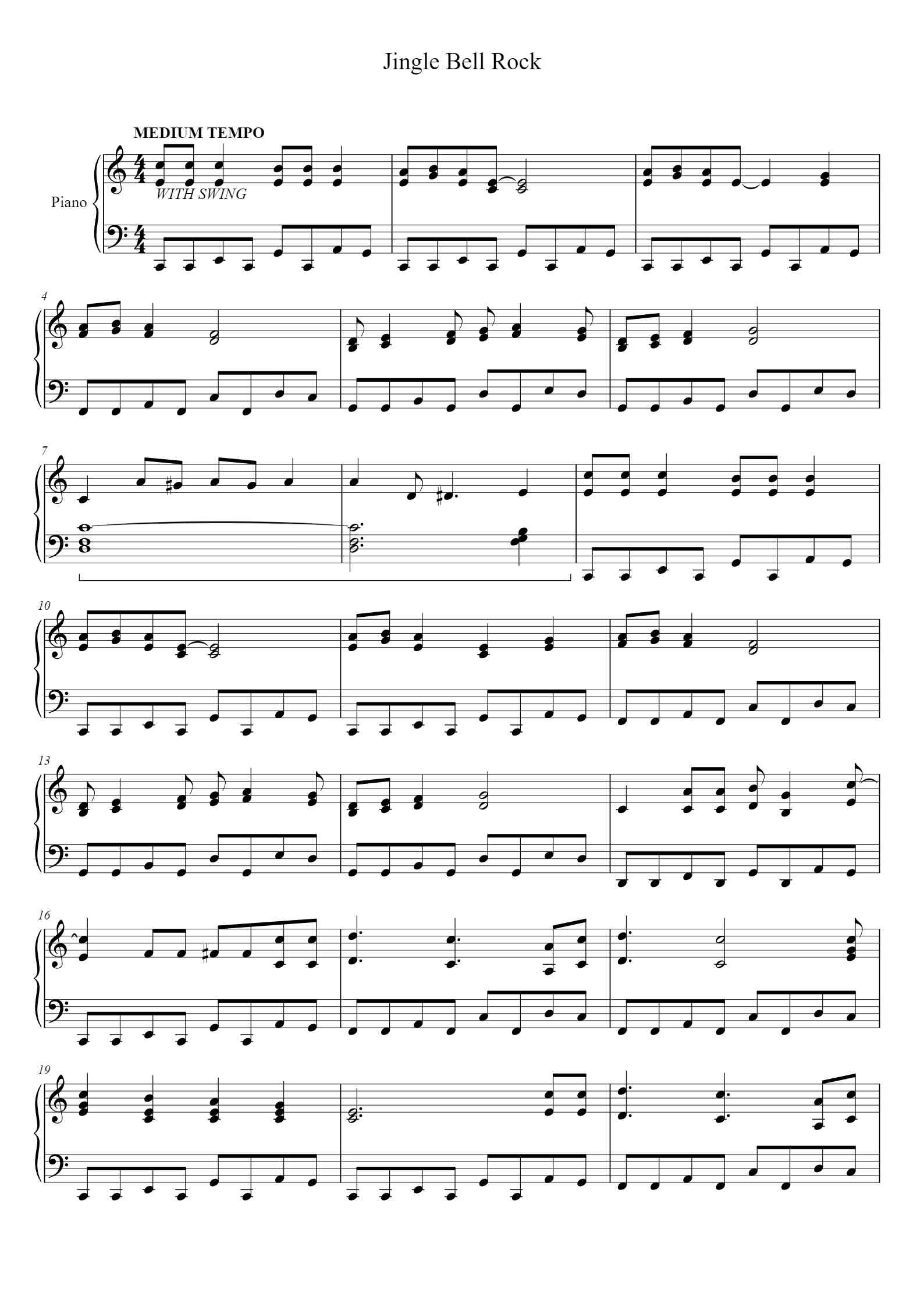 'Jingle Bell Rock' - Piano Sheet Music By Bobby Helms | TOPiano