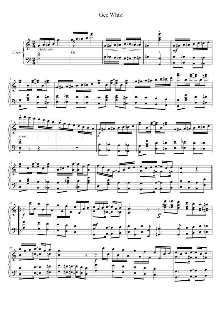 'Gee Whiz!' - Piano Sheet Music By SAM H. EWING (1914) | TOPiano