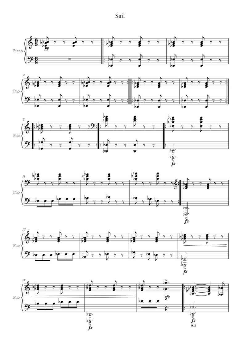 'Sail' - Piano Sheet Music By xxx | TOPiano