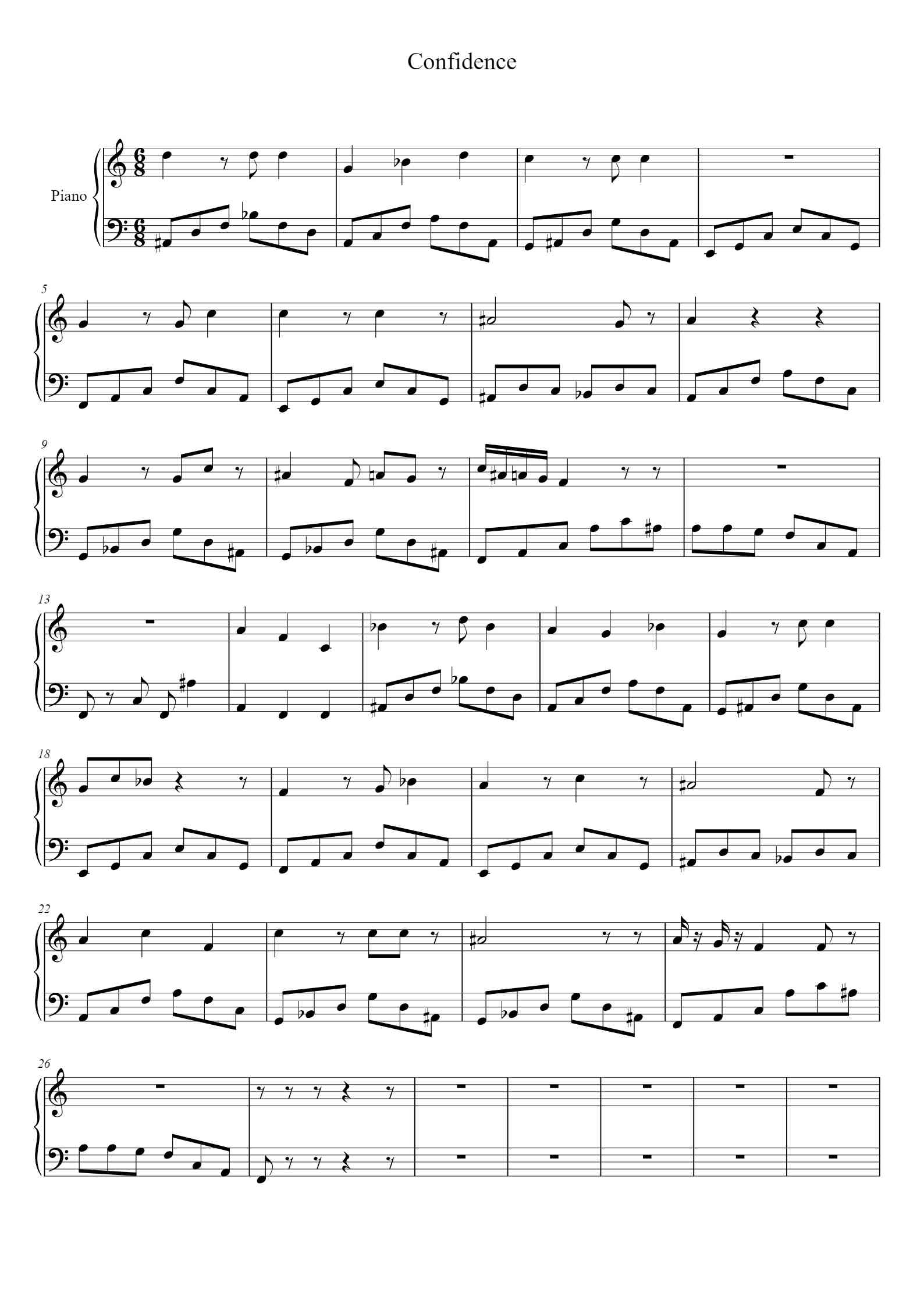 'Confidence' - Piano Sheet Music By xxx | TOPiano