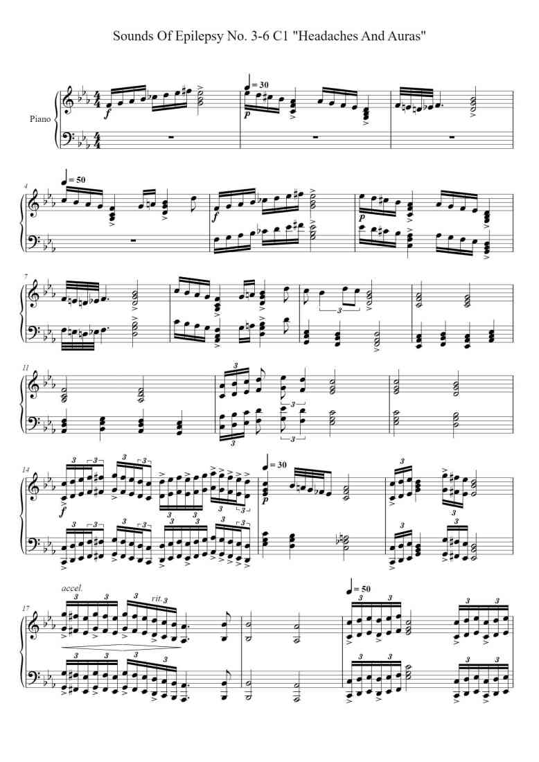 'Sounds Of Epilepsy No. 3-6 C1 "Headaches And Auras"' - Piano Sheet Music By xxx | TOPiano
