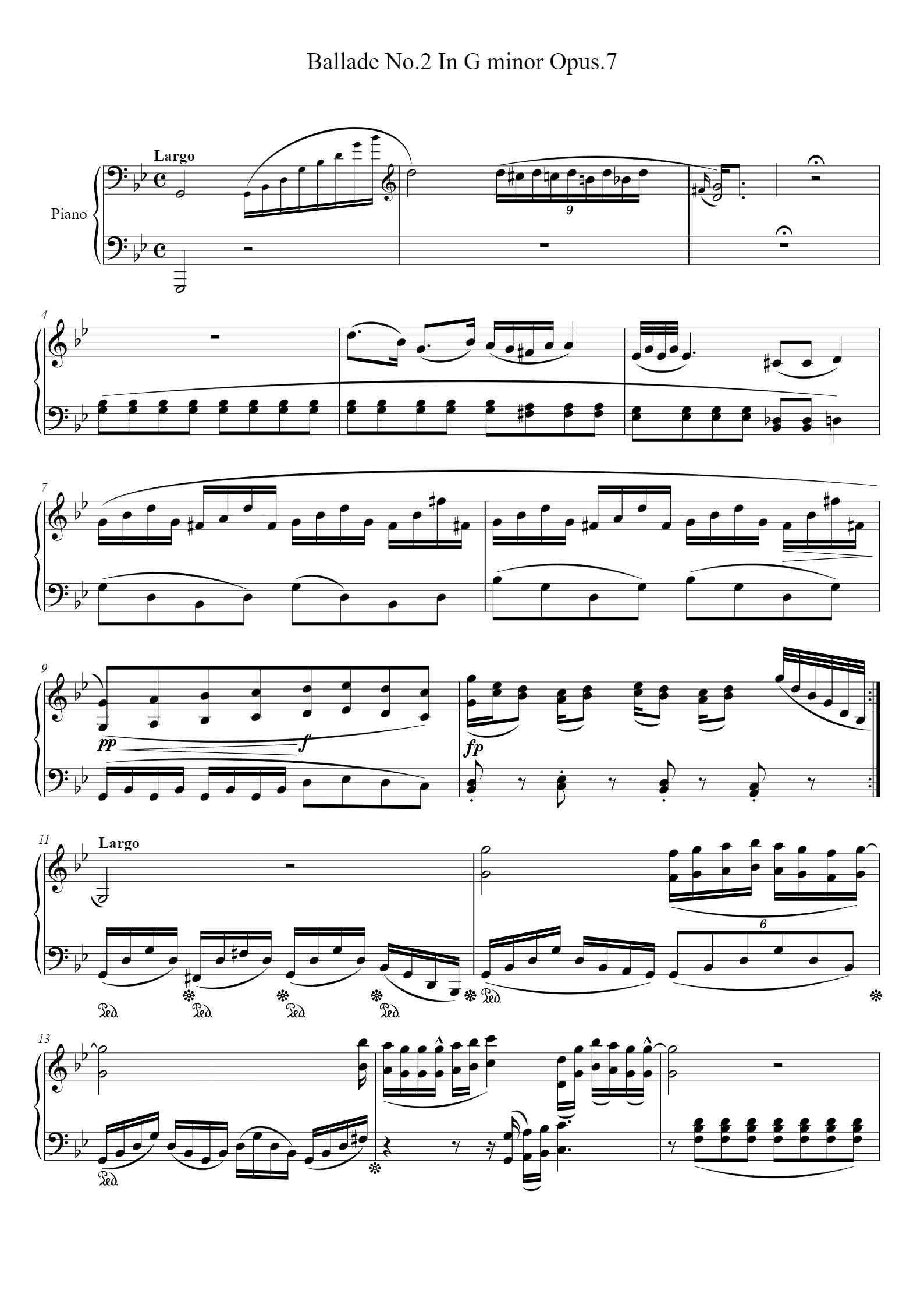'Ballade No. 2 in G Minor, Op. 7' - Piano Sheet Music By V.M.W | TOPiano