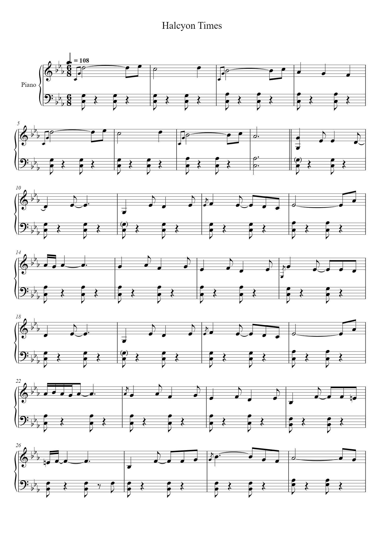 'Halcyon Times' - Piano Sheet Music By Yu-Peng Chen | TOPiano