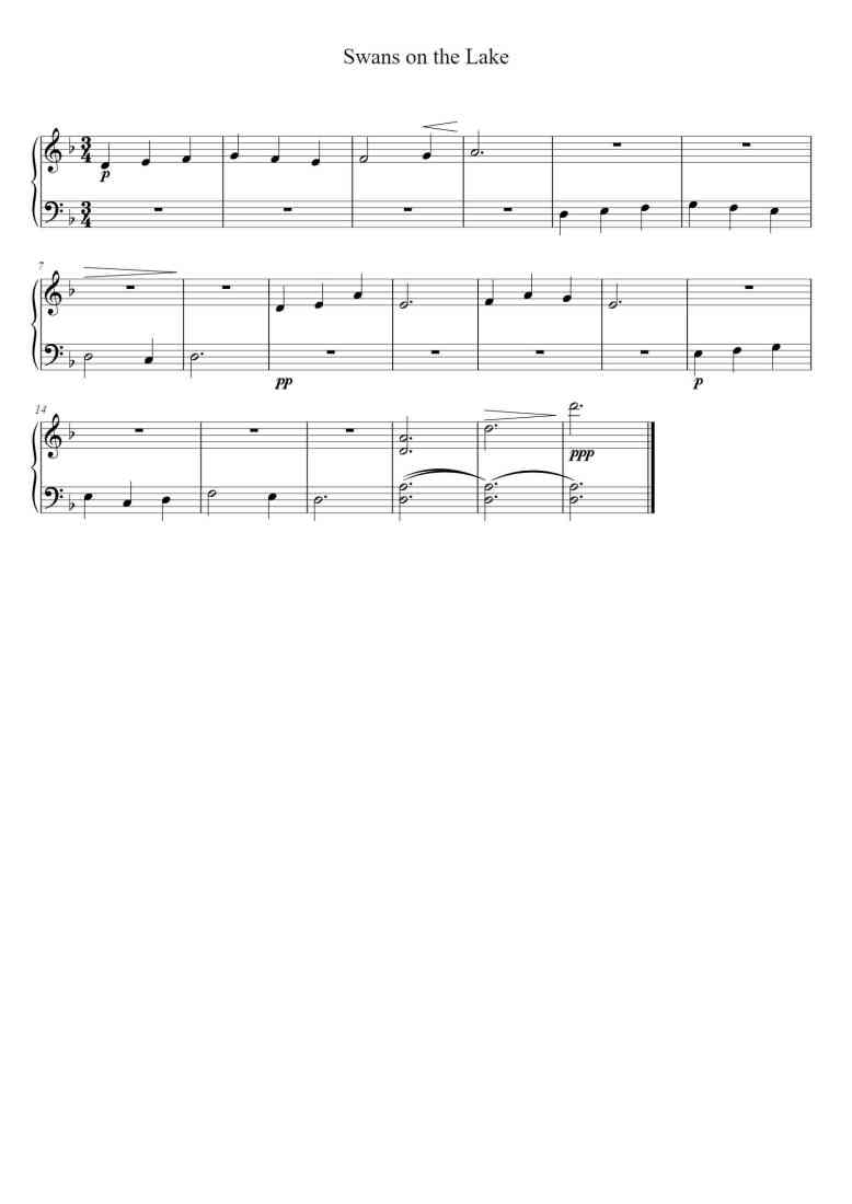 'Swans on the Lake' - Piano Sheet Music By Olivia Stocker, May 2012 ...