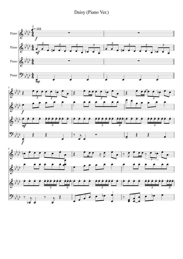 'Daisy (Piano Ver.)' - Piano Sheet Music By Ashnikko arr. Carly Marsh ...