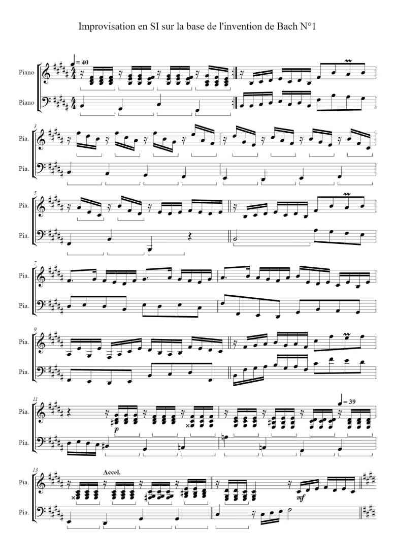 'Improvisation en SI sur la base de l'invention N°1 de Bach' - Piano ...