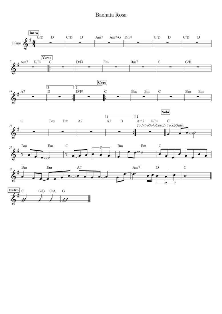 'Bachata Rosa' - Piano Sheet Music By Juan Luis Guerra | TOPiano