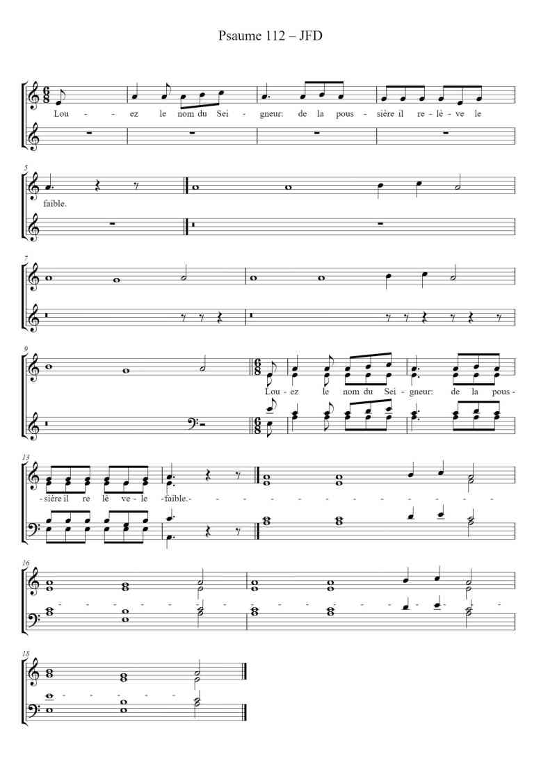 'Psaume 112 – JFD' - Piano Sheet Music By Paroles : AELF Musique : JFD ...