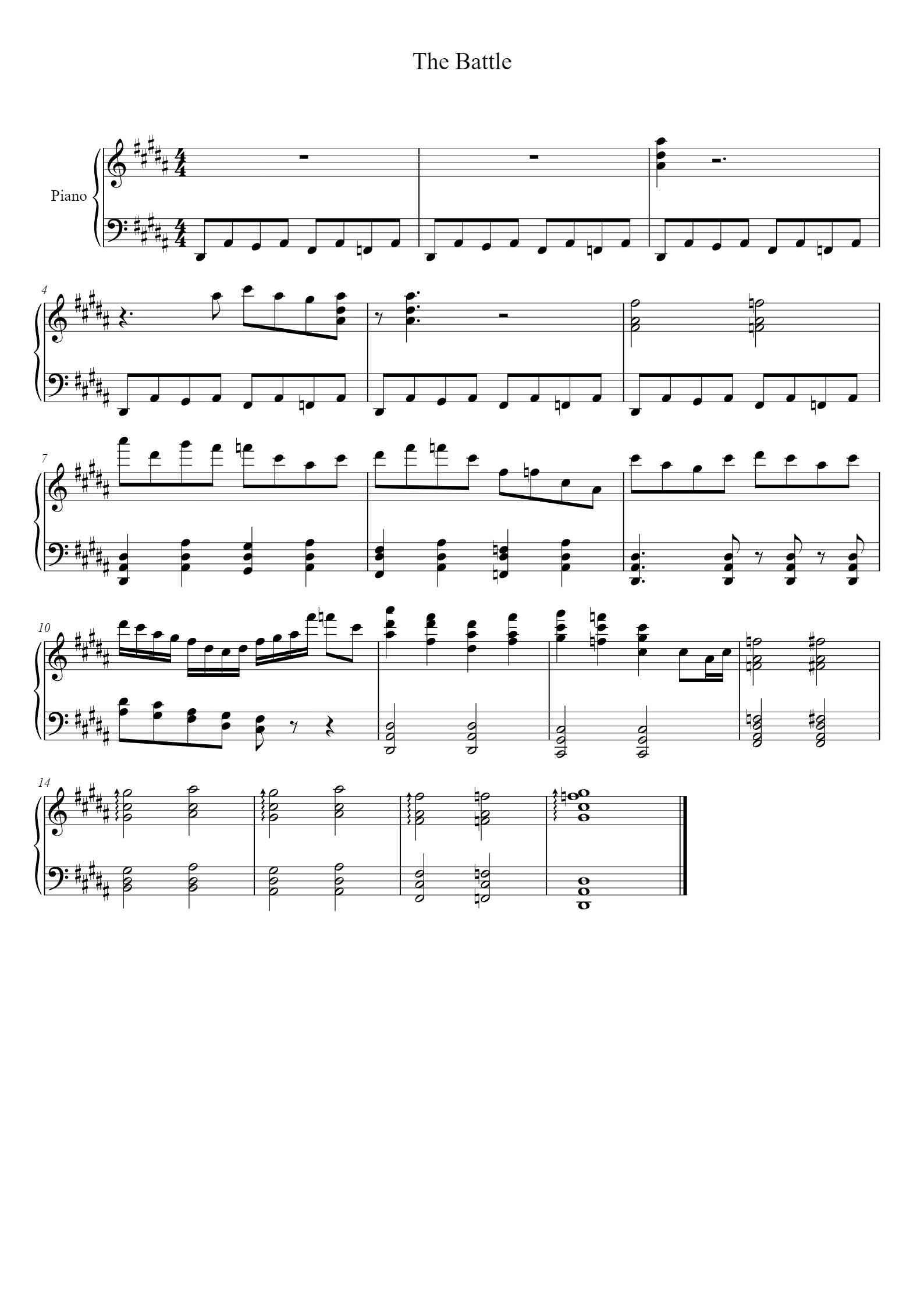 'The Battle' - Piano Sheet Music By Thayre Davis | TOPiano