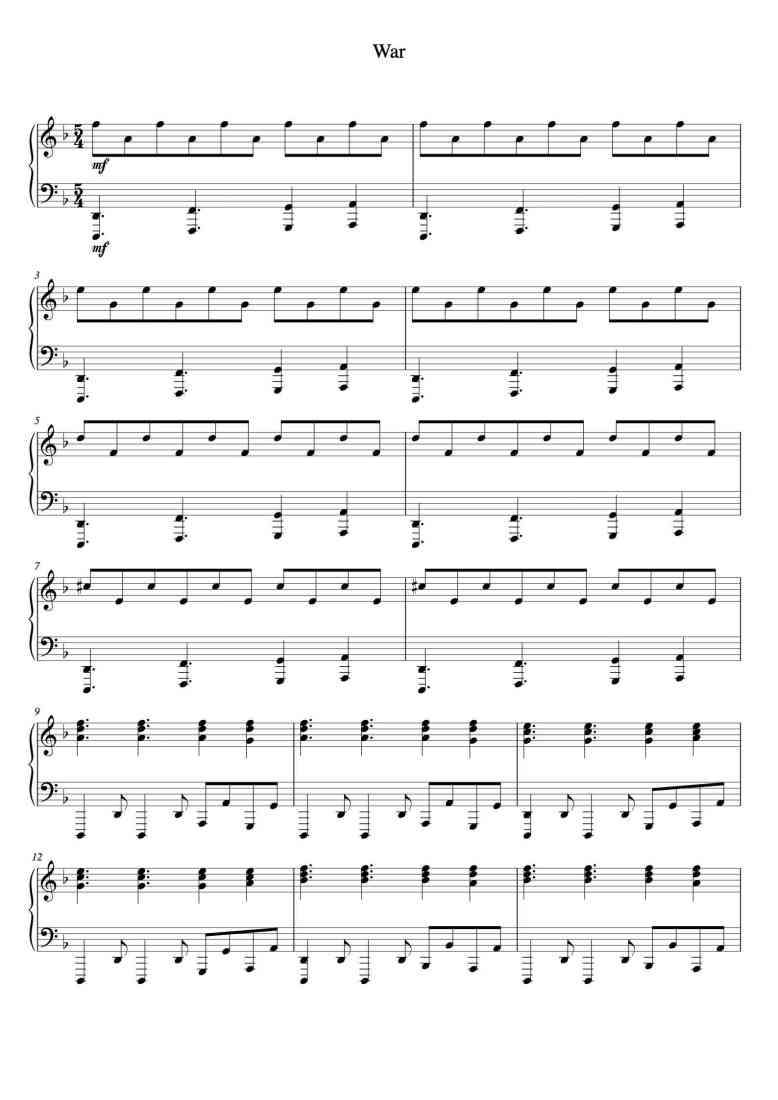 'War' - Piano Sheet Music By Alexander Bohn | TOPiano