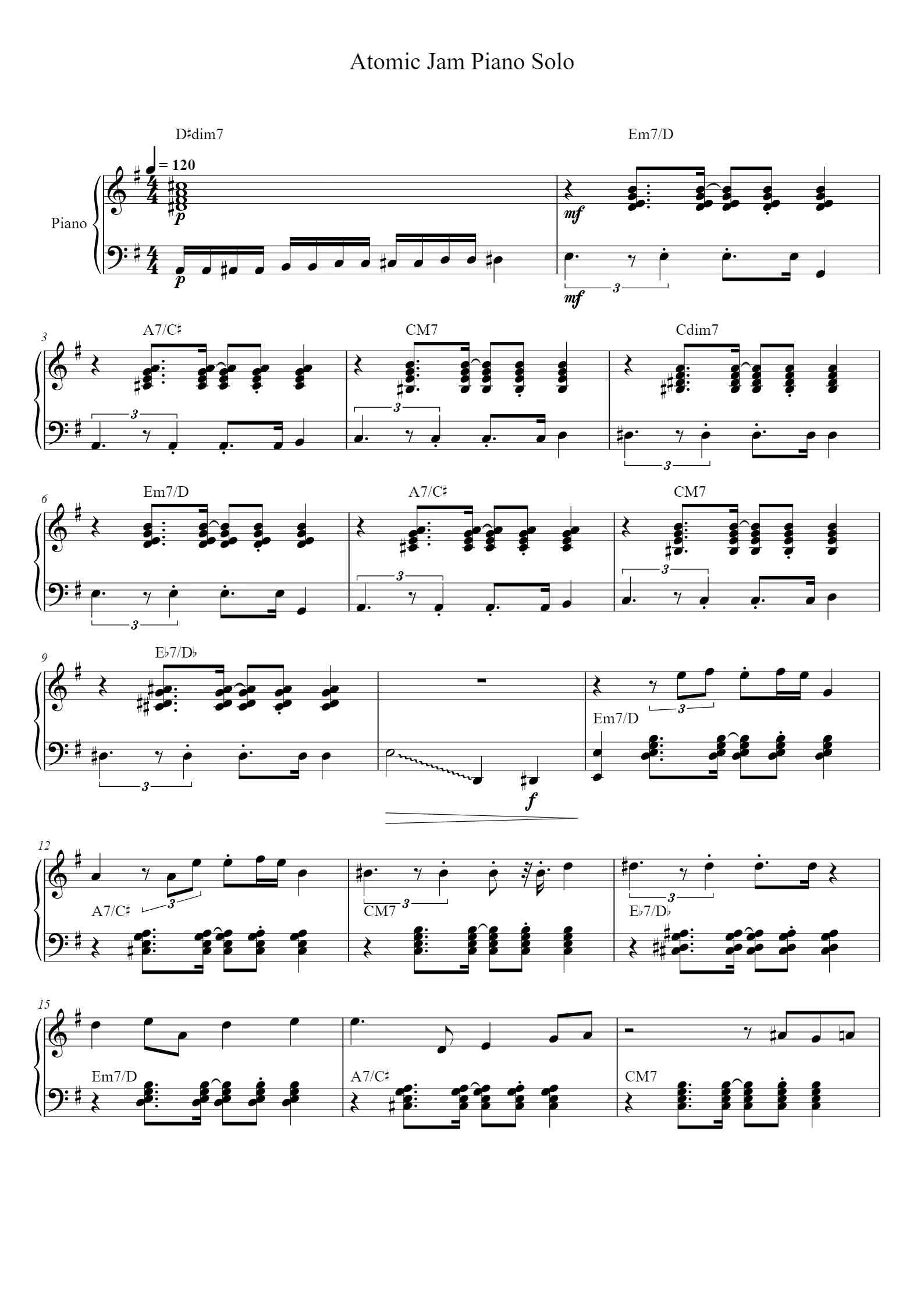 'Atomic Jam Piano Solo' - Piano Sheet Music By Alexander Fowler | TOPiano